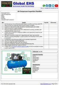 Air Compressor Inspection Checklist